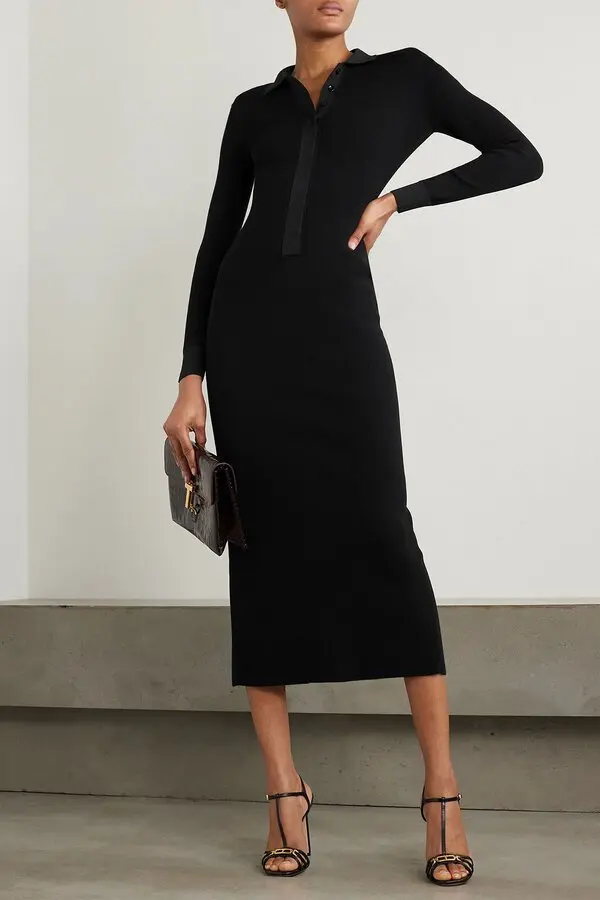 TOM FORD Wool-blend Midi Dress - Black