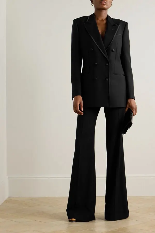 TOM FORD Double-breasted Wool-blend Blazer - Black