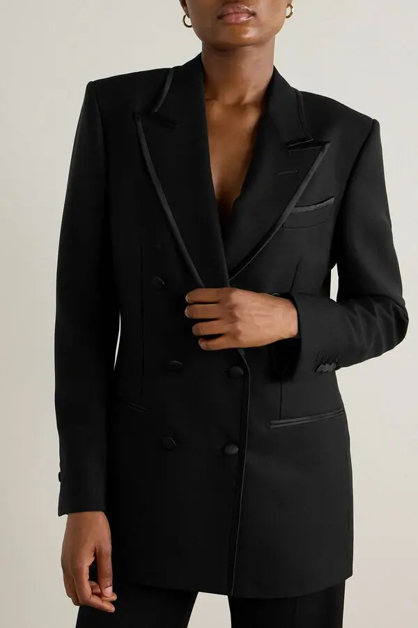 TOM FORD Double-breasted Wool-blend Blazer - Black