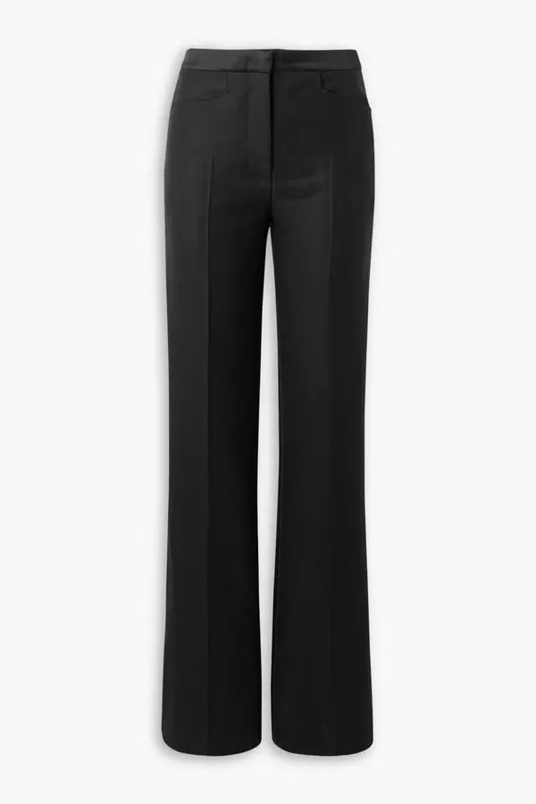 TOM FORD Satin-trimmed Wool-blend Flared Pants