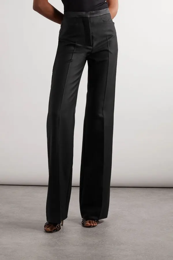 TOM FORD Satin-trimmed Wool-blend Flared Pants