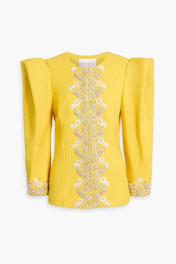 Carolina Herrera Embellished Wool-tweed Jacket