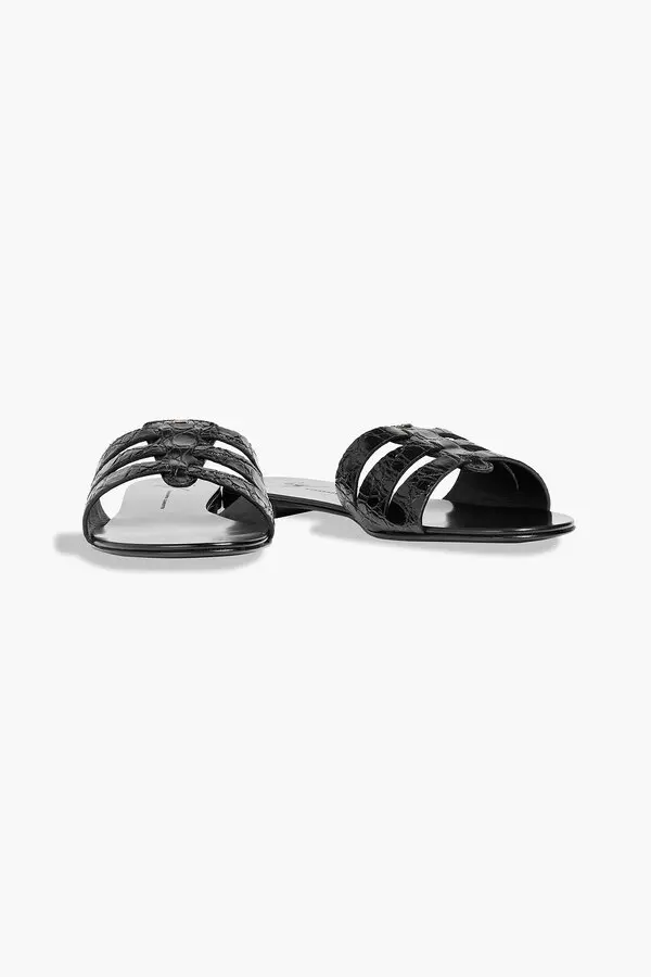 GIUSEPPE ZANOTTI Morpheus Croc-effect Leather Slides - Black