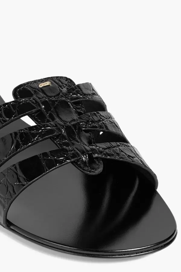 GIUSEPPE ZANOTTI Morpheus Croc-effect Leather Slides - Black