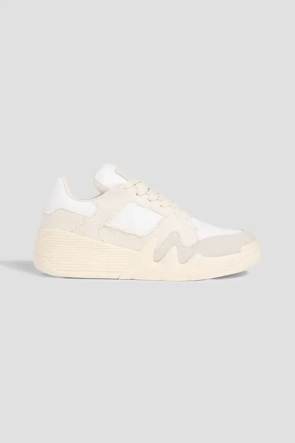GIUSEPPE ZANOTTI Talon Canvas And Suede Sneakers - Ecru