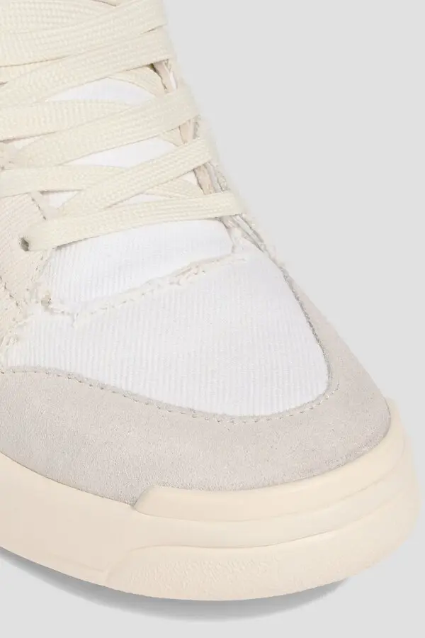 GIUSEPPE ZANOTTI Talon Canvas And Suede Sneakers - Ecru