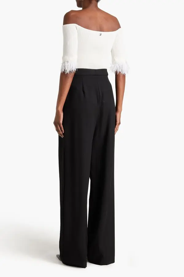 Oscar De La Renta Wool-blend Wide-leg Pants - Black