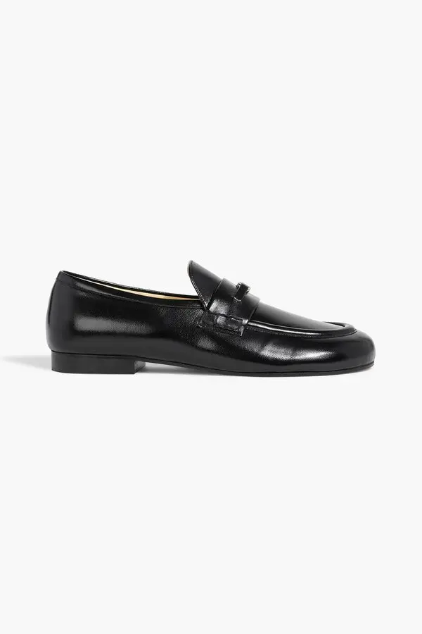 Proenza Schouler Mini Monogram Glossed-leather Loafers - Black