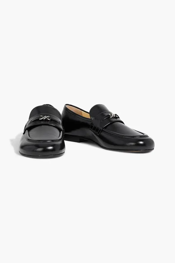 Proenza Schouler Mini Monogram Glossed-leather Loafers - Black