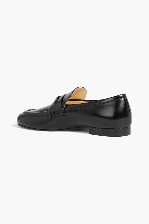 Proenza Schouler Mini Monogram Glossed-leather Loafers - Black