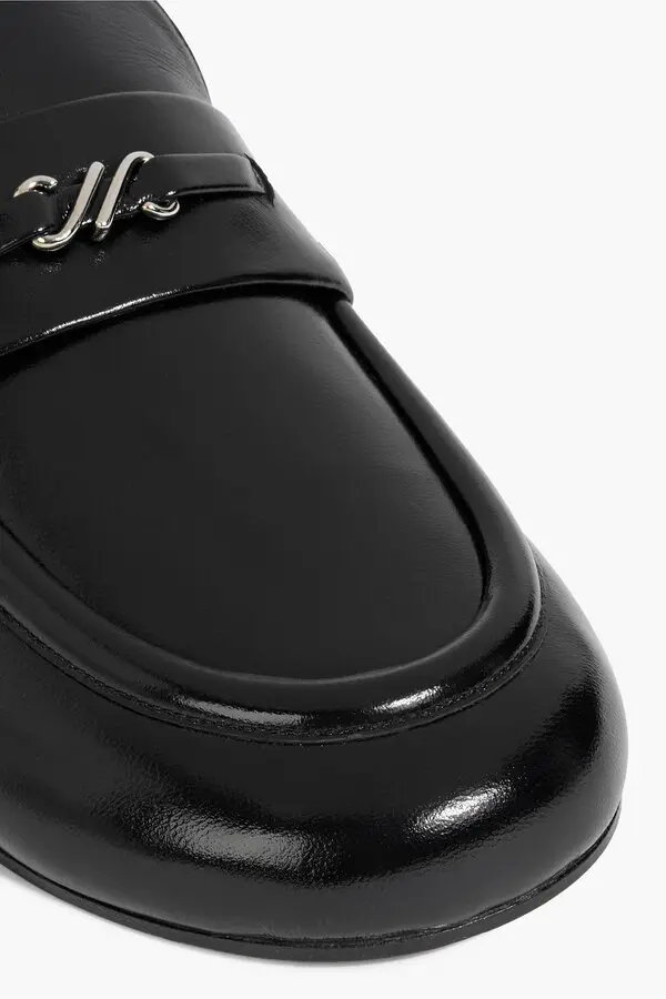 Proenza Schouler Mini Monogram Glossed-leather Loafers - Black
