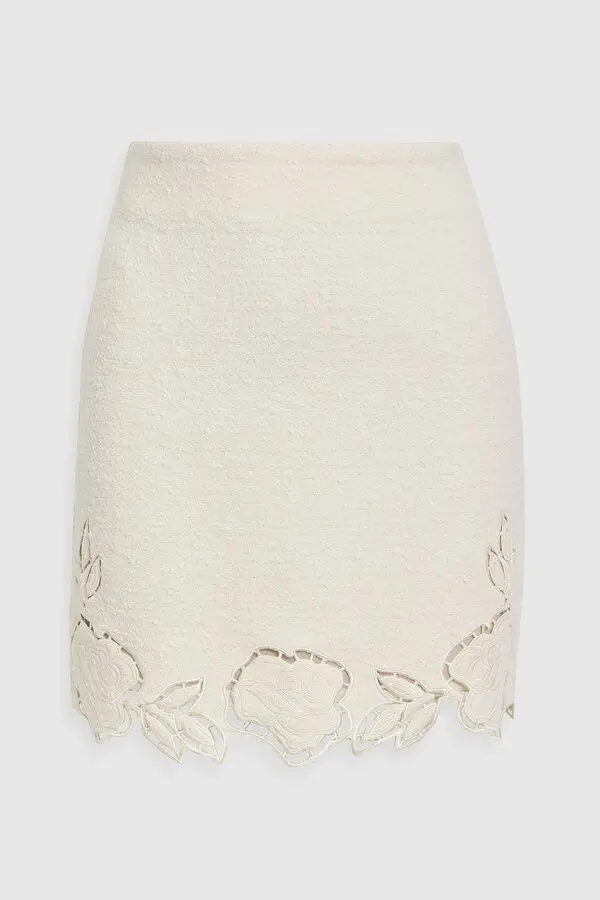 Oscar De La Renta Embroidered Cotton-blend Tweed Mini Skirt