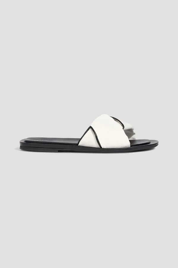 Loulou De Saison Noa Leathertrimmed Faille Slides - Off-white