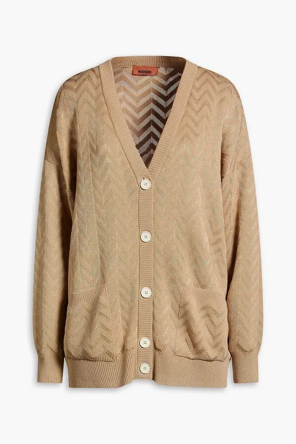 Missoni Crochet-knit Cotton-blend Cardigan - Camel