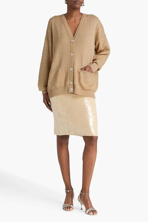 Missoni Crochet-knit Cotton-blend Cardigan - Camel