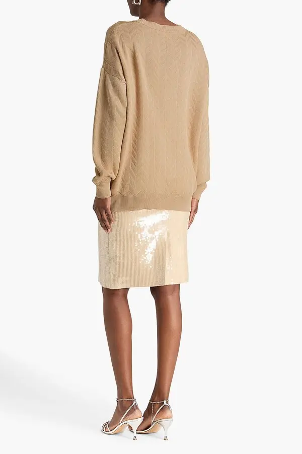 Missoni Crochet-knit Cotton-blend Cardigan - Camel
