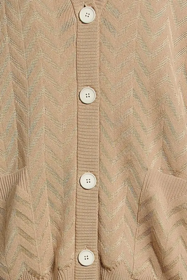 Missoni Crochet-knit Cotton-blend Cardigan - Camel