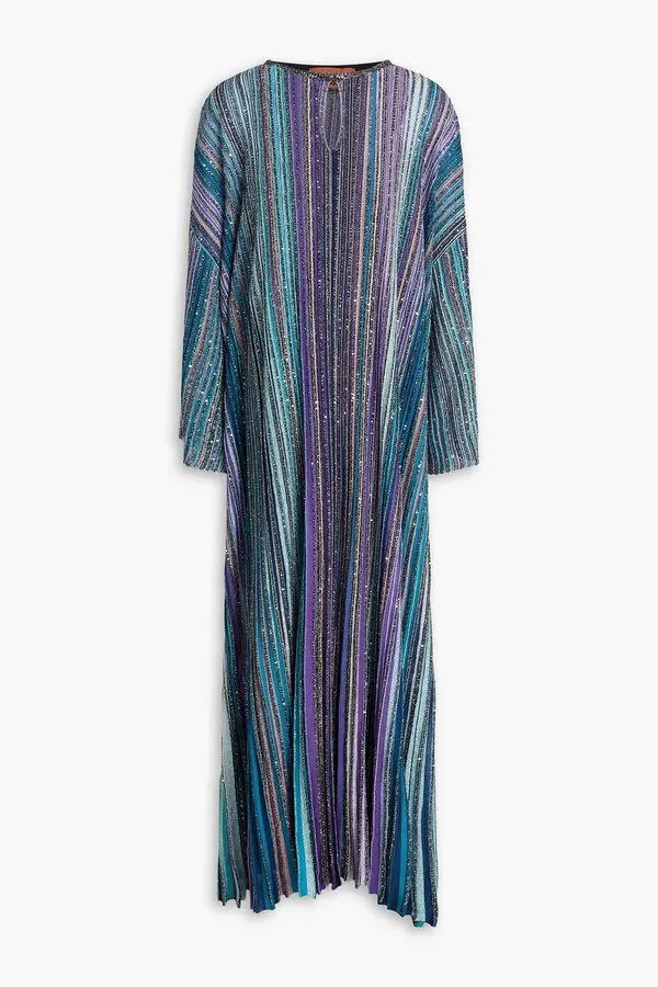 Missoni Metallic Striped Ribbed-knit Maxi Dress