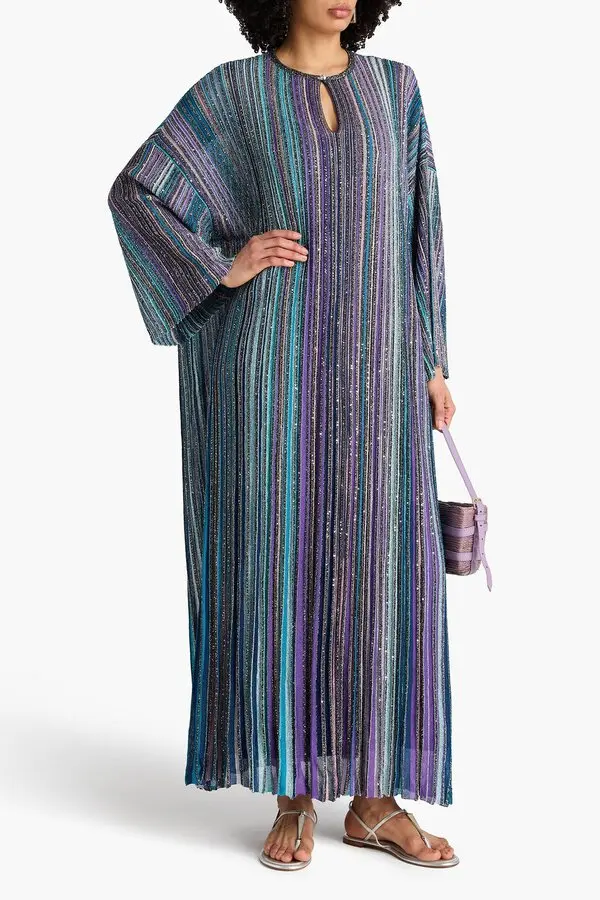 Missoni Metallic Striped Ribbed-knit Maxi Dress
