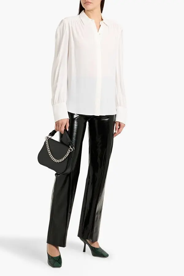 Another Tomorrow Gathered Crepe Blouse