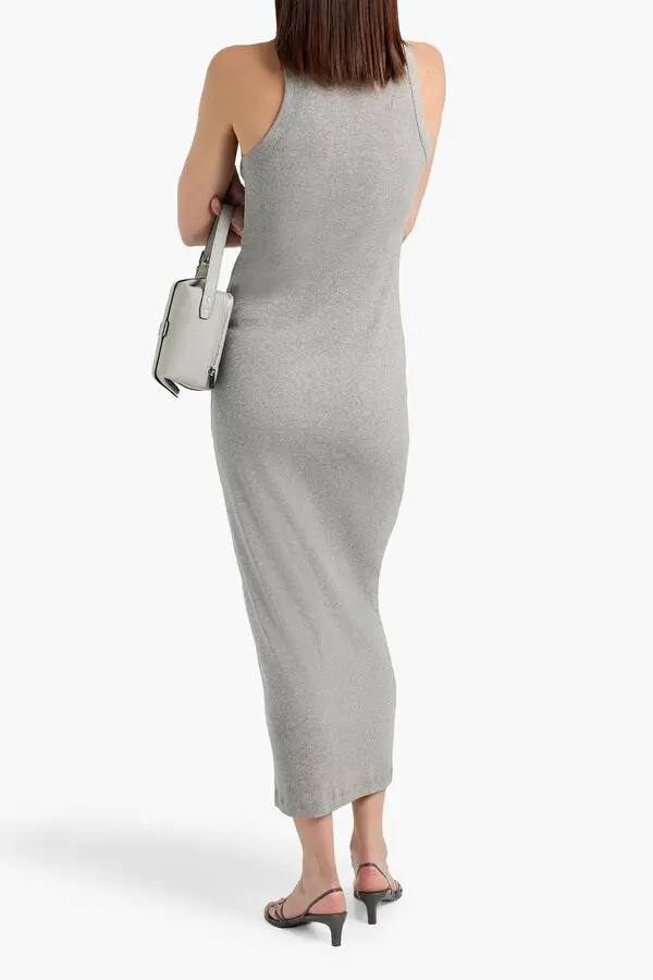 TOTEME Ribbed Cotton-blend Jersey Maxi Dress - Light Gray