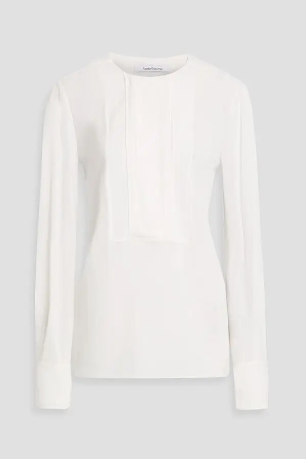 Another Tomorrow Crepe Blouse - White