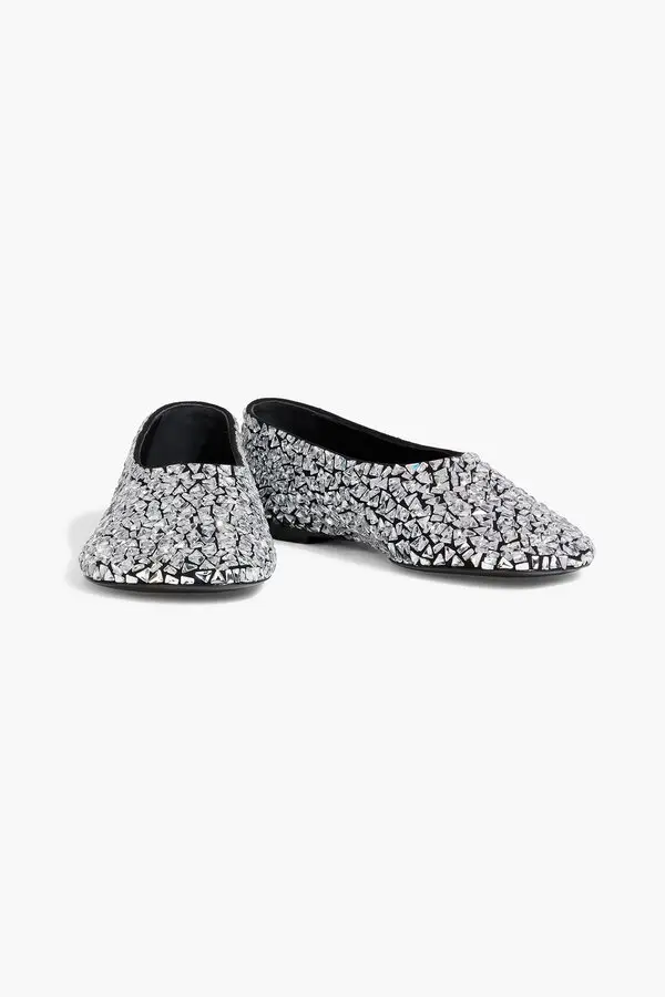 Proenza Schouler Giove Crystal-embellished Leather Ballet Flats