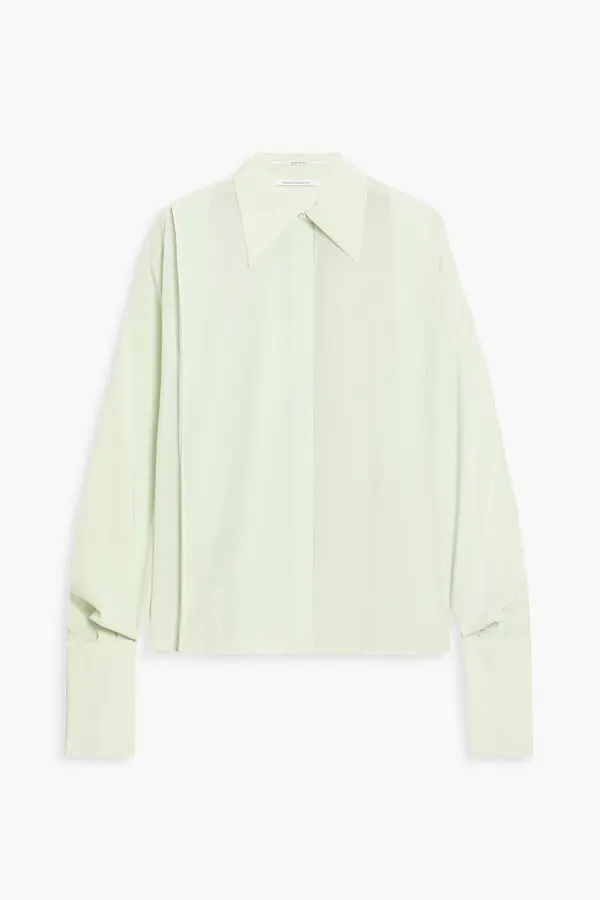Another Tomorrow Pleated Silk Crepe De Chine Shirt - Mint