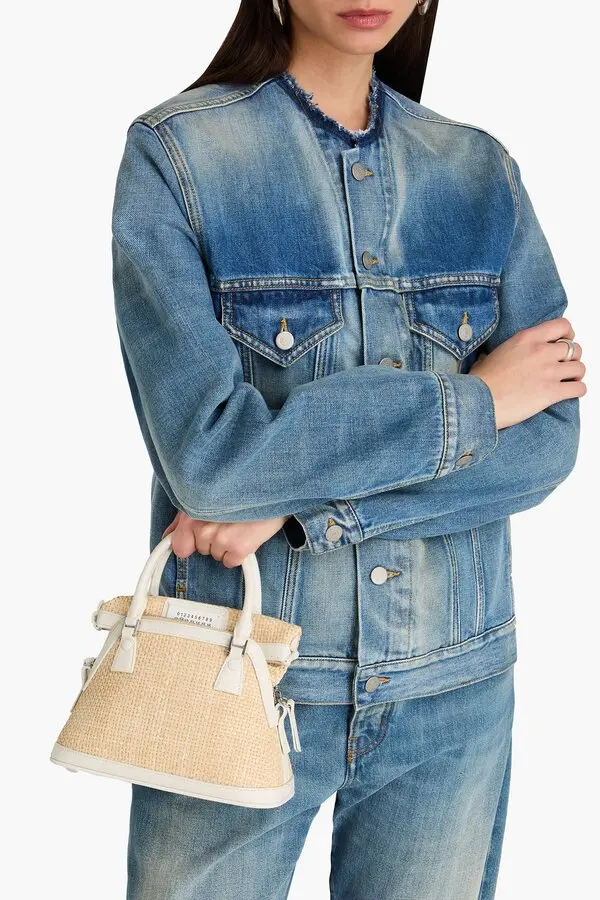 MAISON MARGIELA 5ac Classique Leather And Faux Straw Tote - Beige