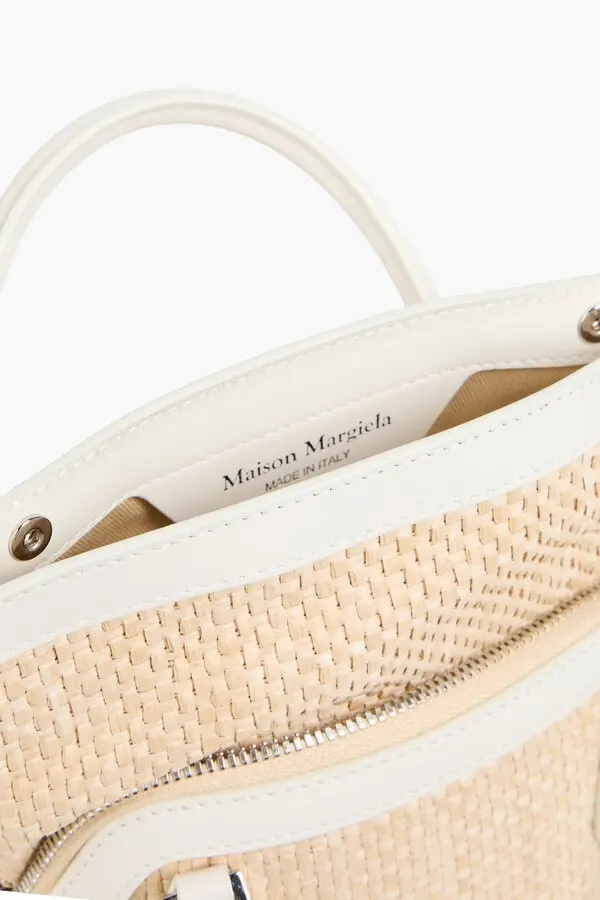 MAISON MARGIELA 5ac Classique Leather And Faux Straw Tote - Beige