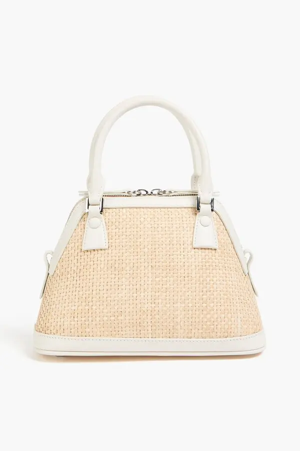 MAISON MARGIELA 5ac Classique Leather And Faux Straw Tote - Beige