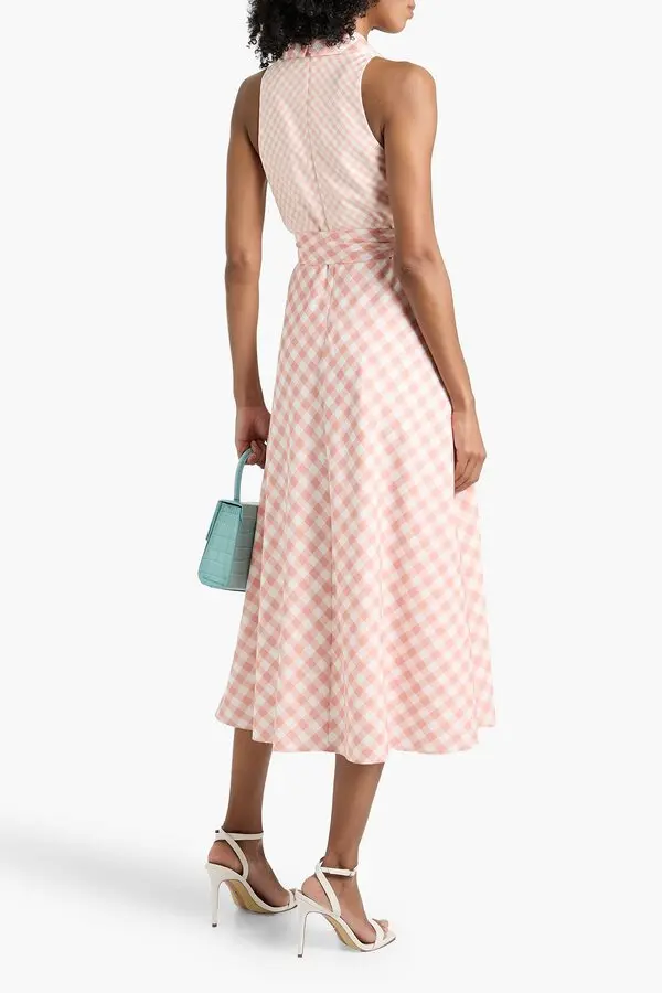 Badgley Mischka Gingham Twill Midi Shirt Dress