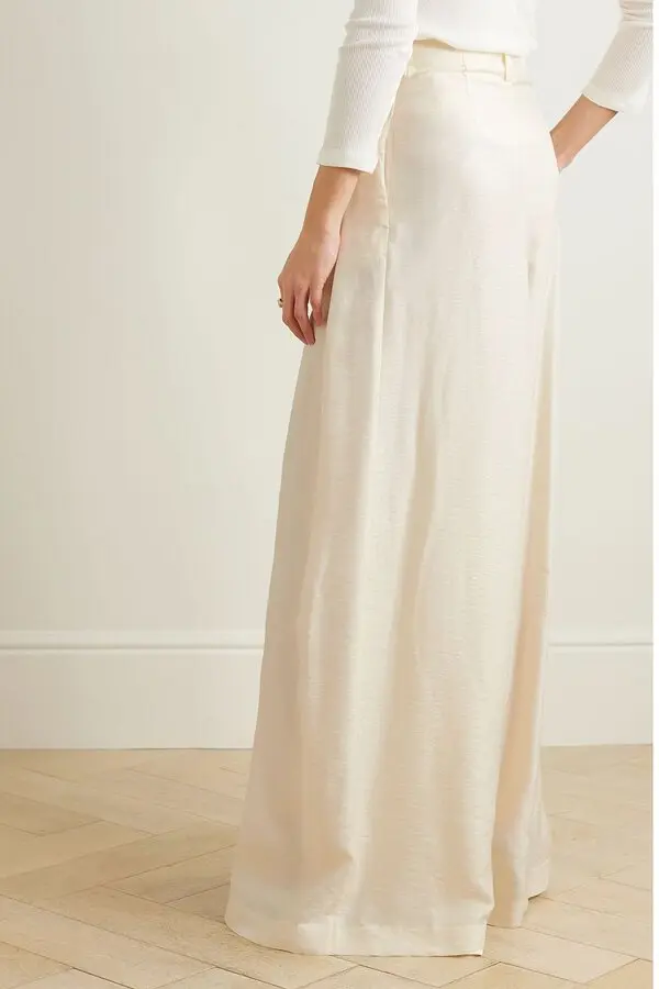 Ralph Lauren Greer Habotai Wide-leg Pants - Ivory