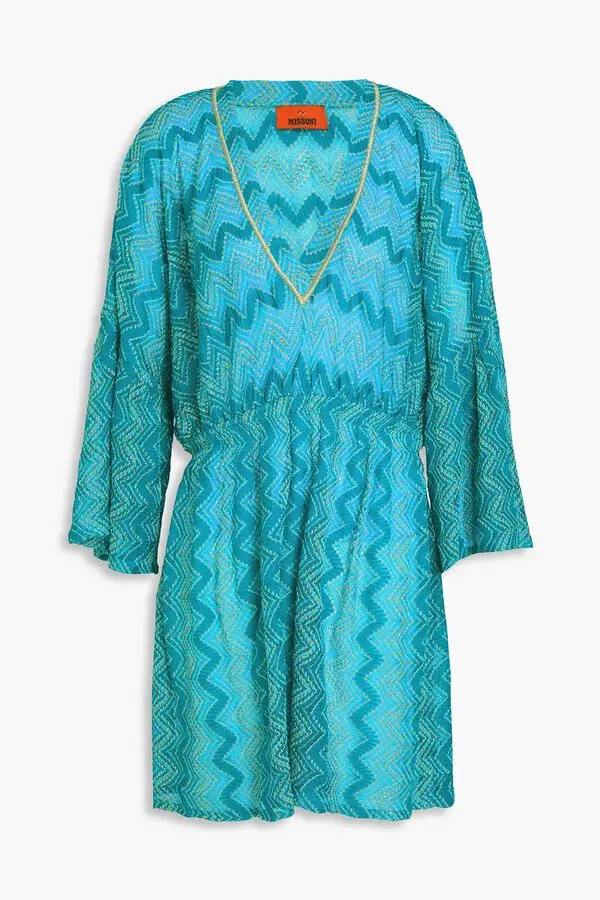 Missoni Metallic Crochetknit Coverup - Teal