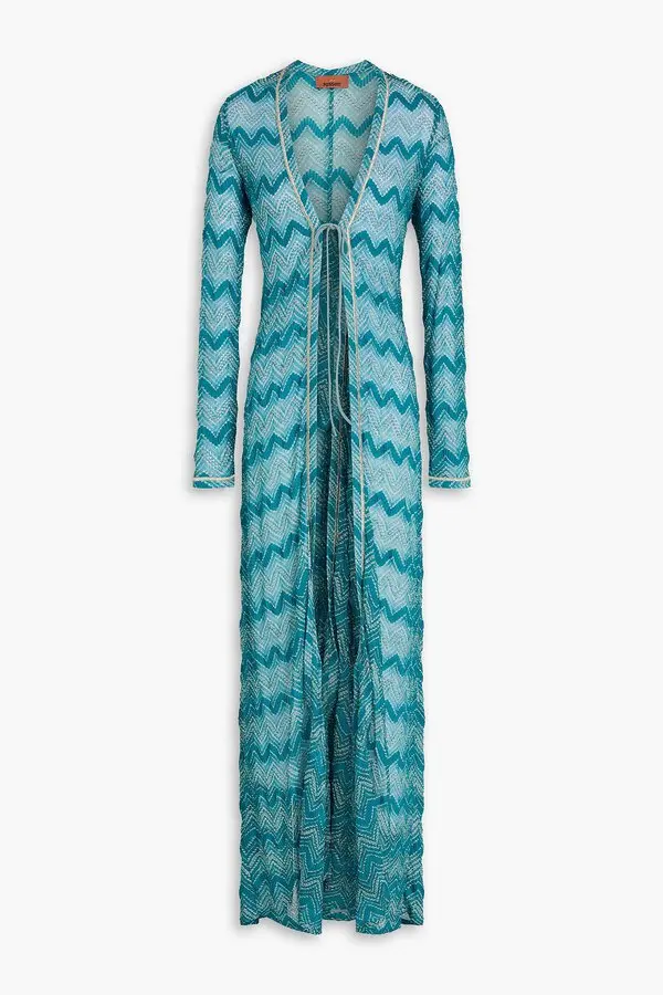 Missoni Metallic Crochetknit Coverup - Teal