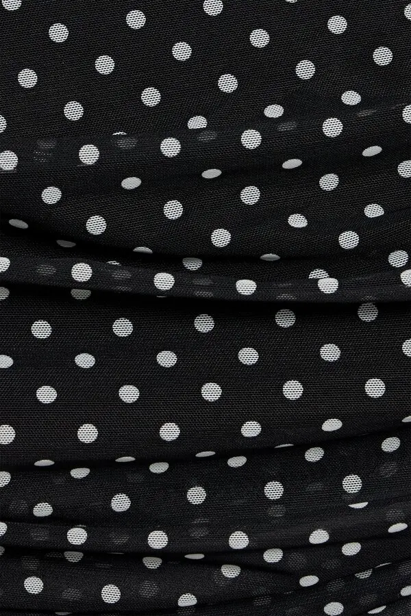 Alice + Olivia Polka Dot Mesh Off-the-shoulder Top