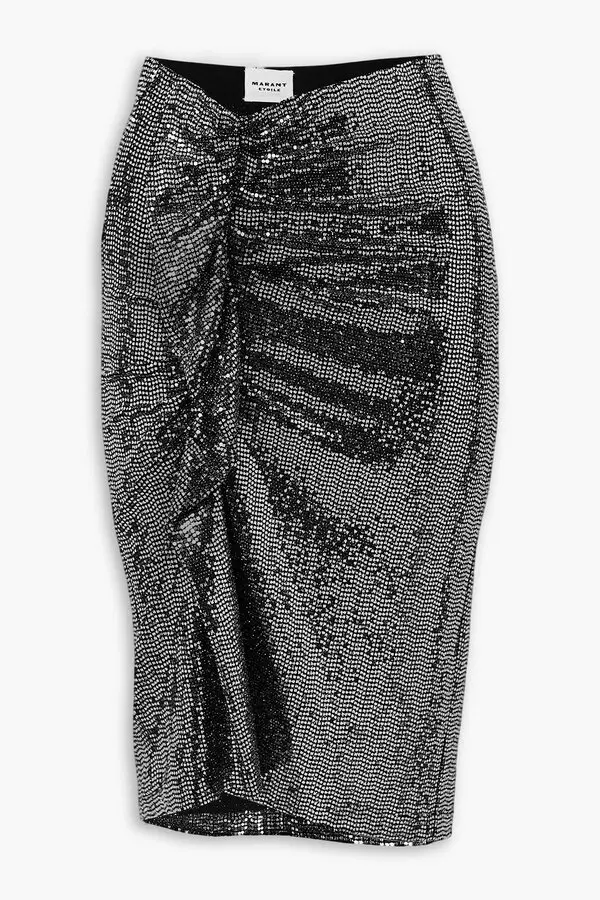 MARANT ETOILE Dolene Sequined Tulle Skirt - Silver