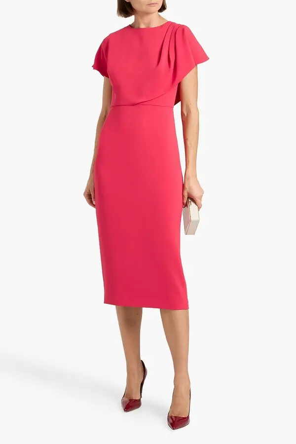 badgley mischka red dress Tweed Rosette Capelet Sheath The fitted bodice cinches at the waist with a wide BADGLEY MISCHKA jaquard dress in