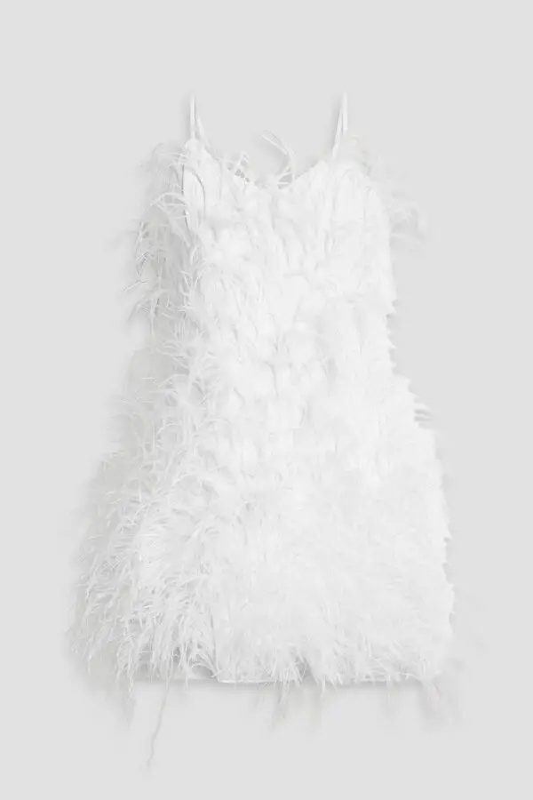 Cult Gaia Zariah Feather-embellished Crepe Mini Dress - White