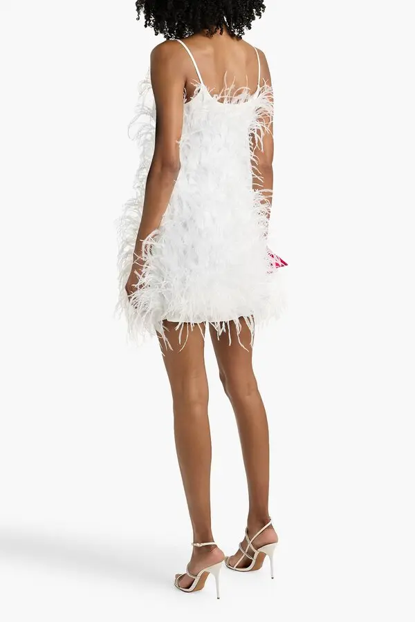 cult gaia zariah mini dress zariah feather-embellished crepe mini dress - white