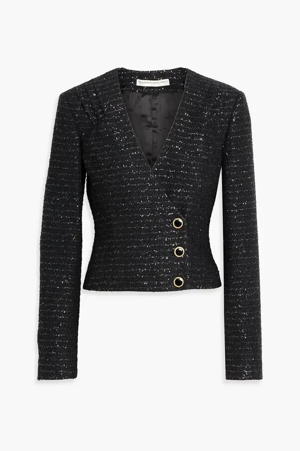 Alessandra Rich Double-breasted Metallic Tweed Jacket