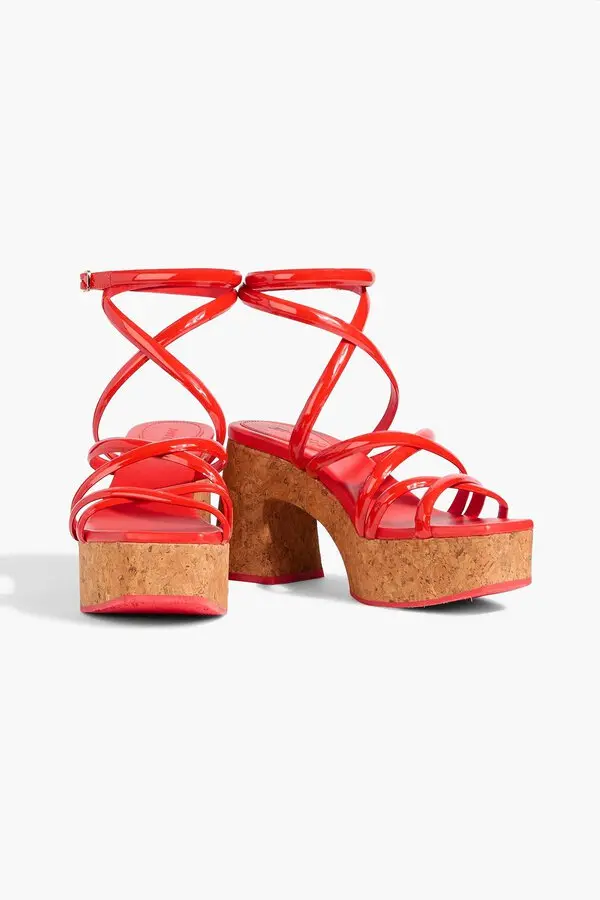 JIMMY CHOO Cecilia 95 Patent-leather Platform Sandals - Red