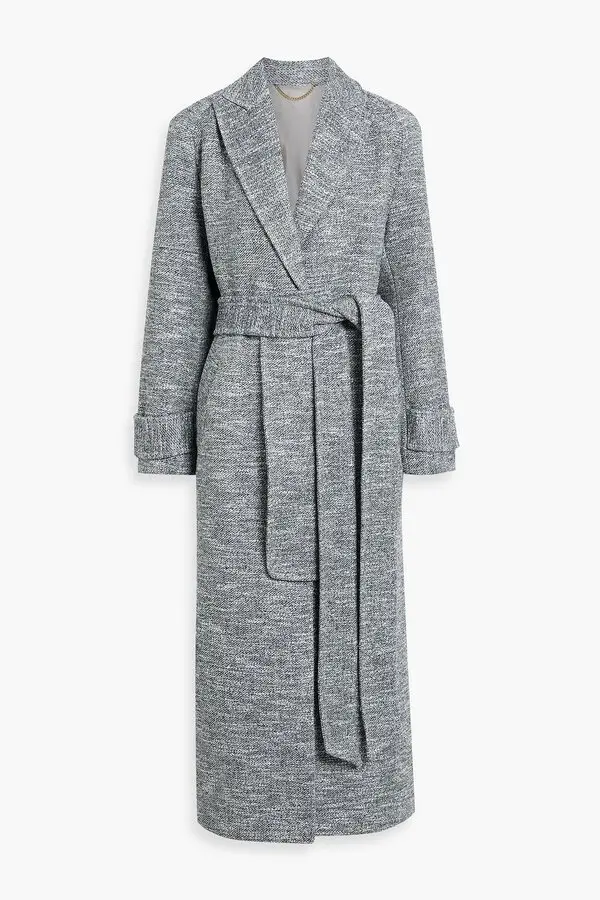 Victoria Beckham Tweed Coat With Detachable Waist Tie