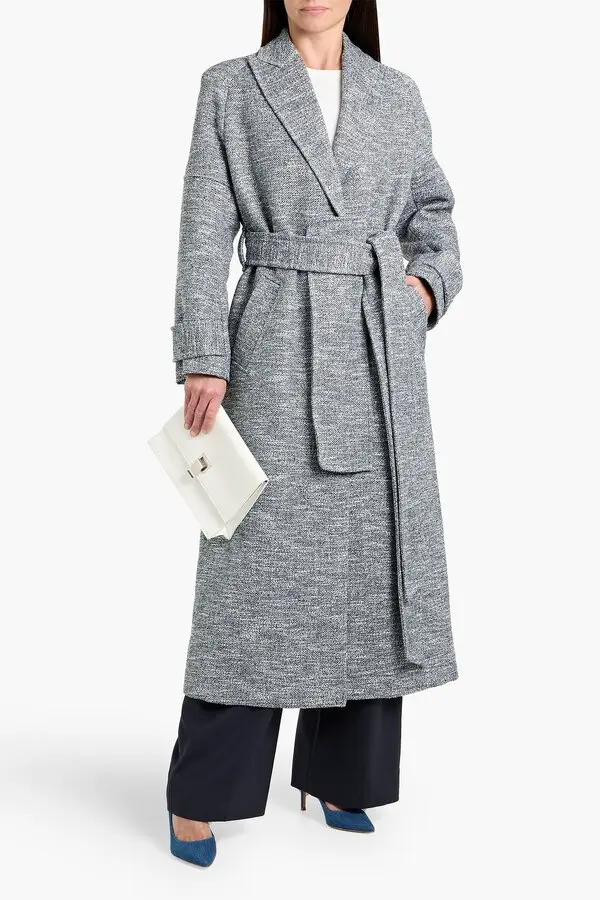 Victoria Beckham Tweed Coat With Detachable Waist Tie