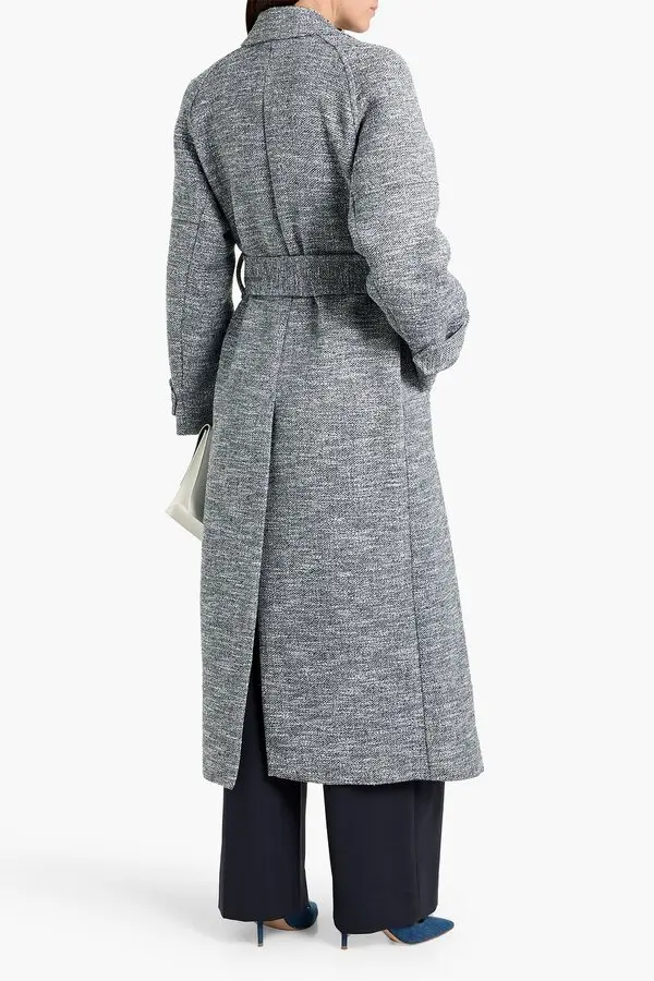 Victoria Beckham Tweed Coat With Detachable Waist Tie