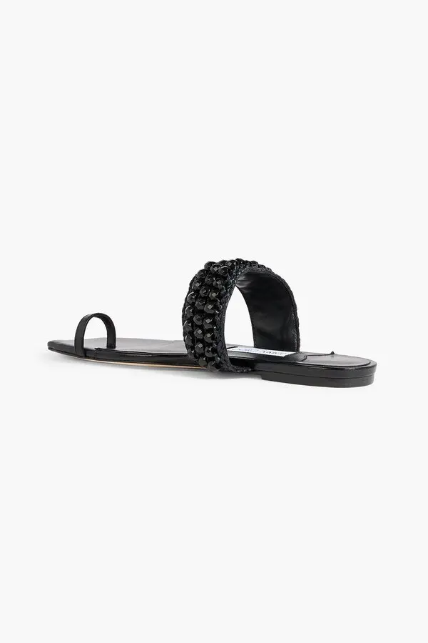JIMMY CHOO Love Raffia And Leather Sandals
