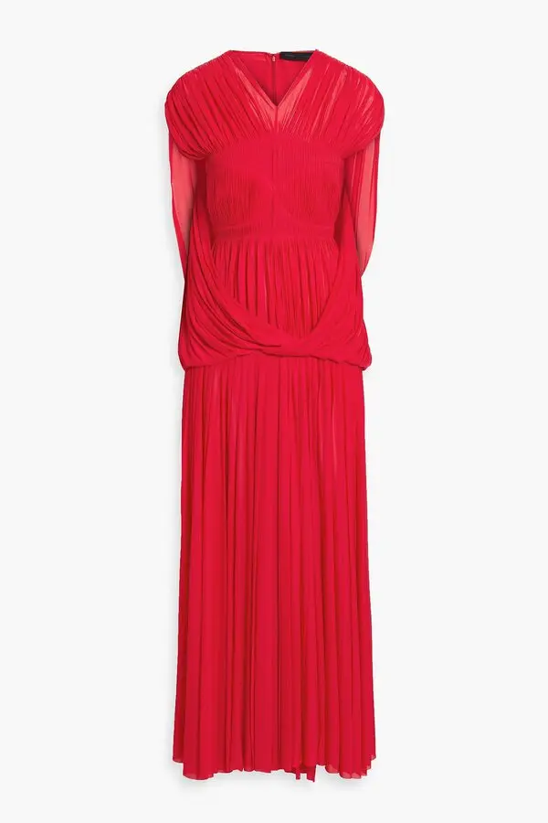 Proenza Schouler Cape-effect Pleated Jersey Maxi Dress - Red