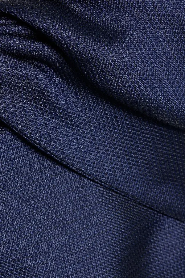 Badgley Mischka Strapless Bow-detailed Jacquard Gown - Navy