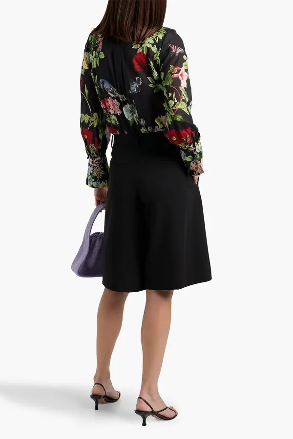 Alice + Olivia Alice Olivia Pussy-bow Floral-print Cotton Top