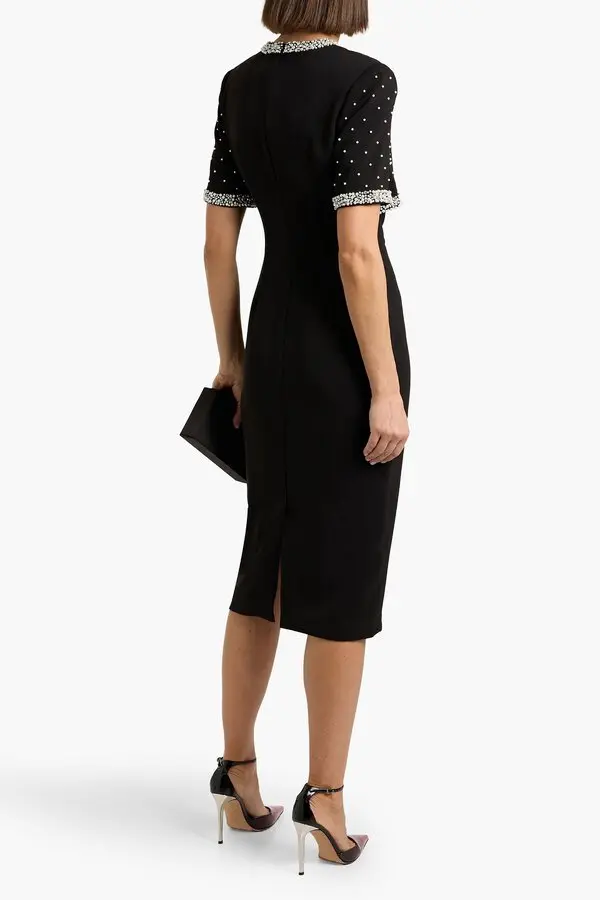 Badgley Mischka Embellished Crepe Midi Dress